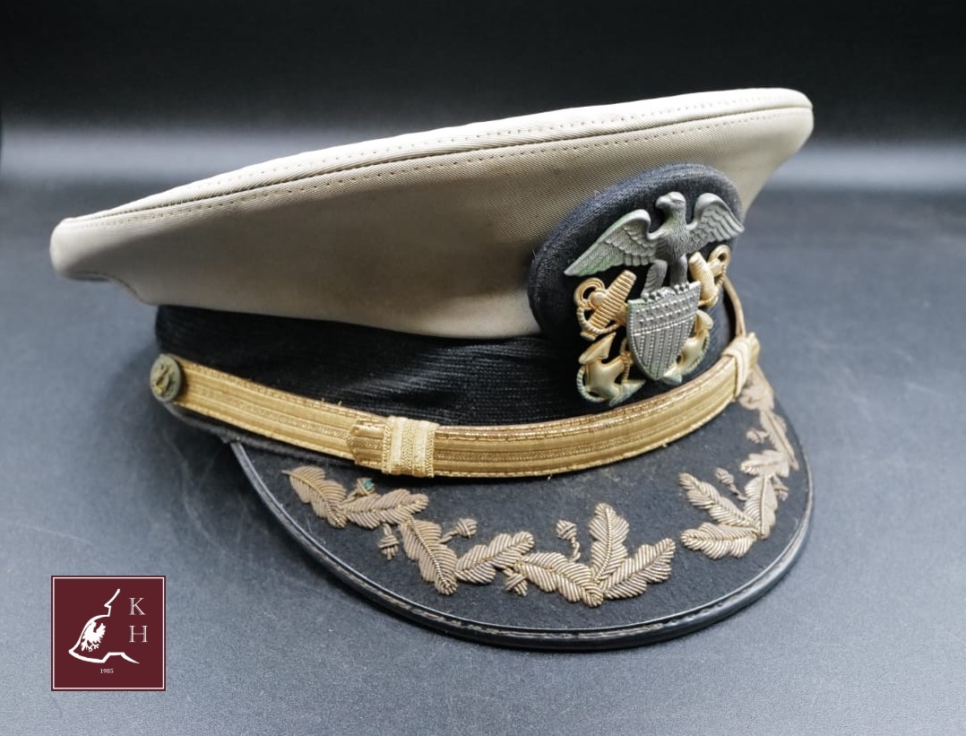 WW2 US Navy Officers Commander Visor Service Hat - Karl Häuser